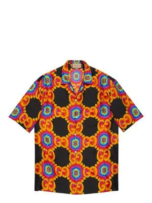 Gucci Gg Kaleidoscope Silk Bowling Shirt - Black