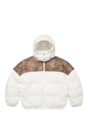 Supreme Leather Yoke Puffer Jacket - White