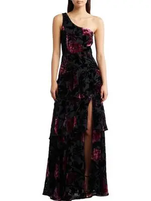 Lulus Elodie Burnout Floral Tiered Dress - Black Multi