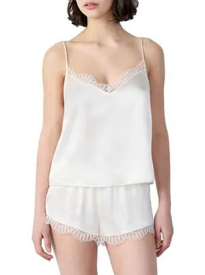 ETAM Lace Trim Silk Camisole - Ecru