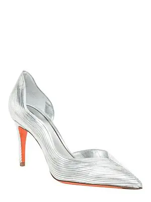 Santoni Leather High-heel Pump - Silver