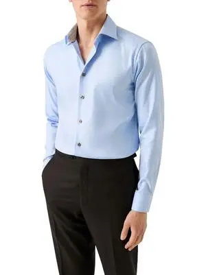 Eton Slim Fit Textured Dress Shirt - Light Blue