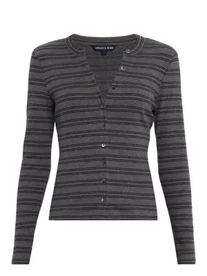 Veronica Beard Dili Long-sleeve Stripe Cardigan - Heather Gr