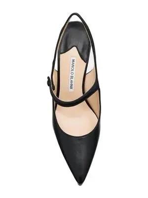 Manolo Blahnik Camparisli Leather Slingback Pumps Black