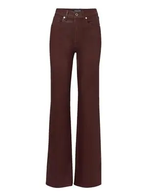 Veronica Beard Crosbie Coated Wide-leg Jeans - Raisin