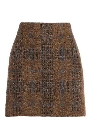 Brunello Cucinelli Tartan Organza Embroidered Knit Mini Skirt - C4222 Dark Chocolate