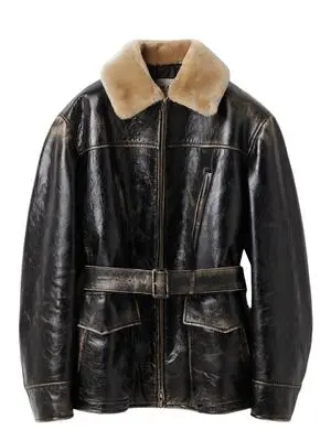 MIU MIU Calf Leather Caban Jacket