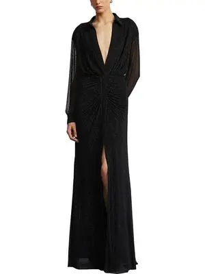 Bcbgmaxazria Embellished Shirt Gown - Black