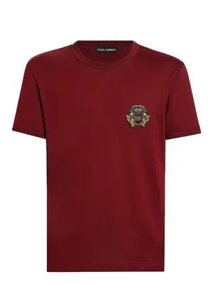 Dolce & Gabbana Cotton T-shirt With Heraldic Patch - Bordeaux