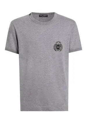 Dolce & Gabbana Cotton T-shirt With Heraldic Patch Grey