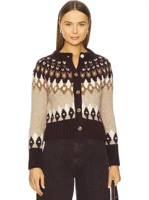 Veronica Beard Christina Fairisle Cardigan - Raisin Multi