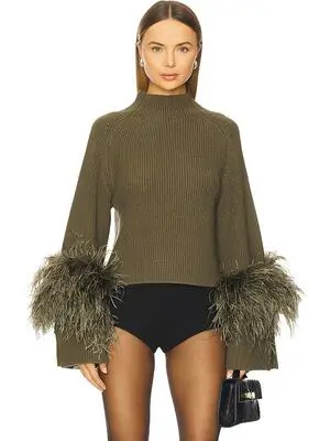 Lapointe Mock Neck Feathered Sleeve Sweater - Olive Green
