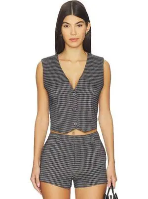 SEROYA Tatiana Vest - Charcoal Houndstooth