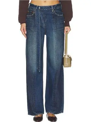 Moussy Vintage Tioga Belt Design Straight Jeans - Blue