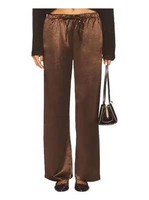 4TH & RECKLESS Shelby Satin Trousers - Chocolate