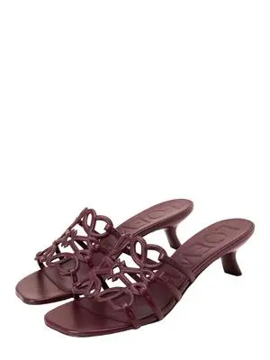 Loewe Anagram Cut-out Leather Slides - Dark Burgundy