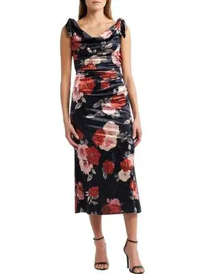 Lulus Teagan Floral Velvet Dress - Black Multi