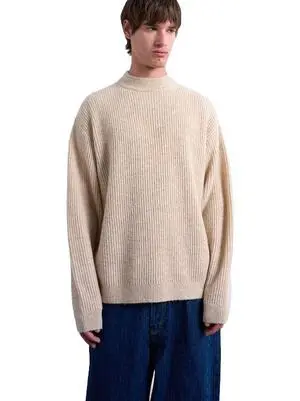 Topman Ribbed Mock Neck Sweater - Brown