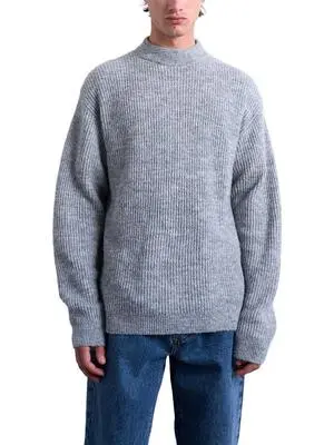 Topman Ribbed Mock Neck Sweater - Grey