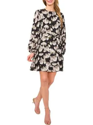 Ted Baker London Floral Long Sleeve Dress - Rich Black
