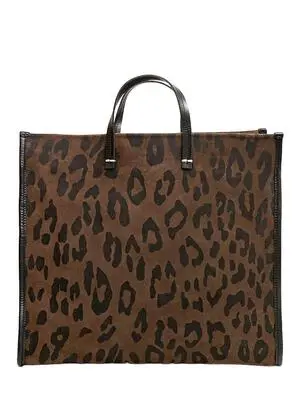 Clare V. Animal Print Suede Tote - Cocoa