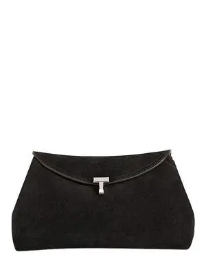 TOTÊME T-lock Suede Convertible Clutch - Espresso Suede