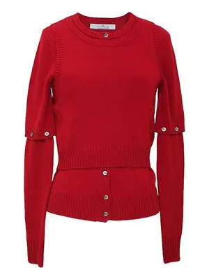 Rokh Detachable Sleeve Cardigan Set - Red