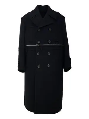 Rokh Broken Double Breasted Coat - Navy