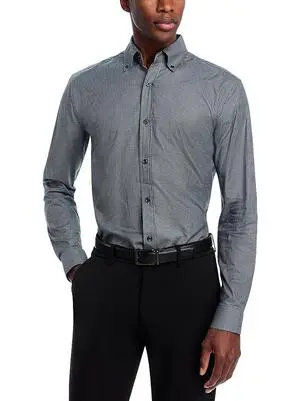 Bloomingdale'S Check Twill Button Down Shirt Exclusive - Black Grey
