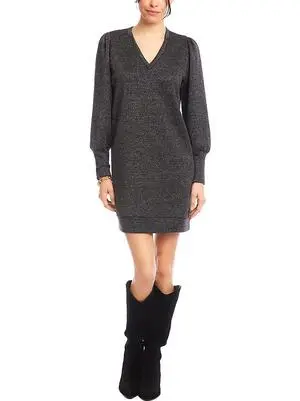 Karen Kane Puffed Sleeve V-neck Dress - Bks