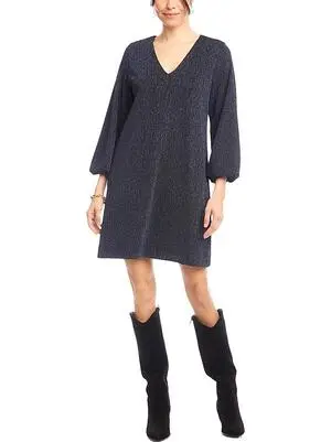 Karen Kane Metallic Knit Dress - Navy