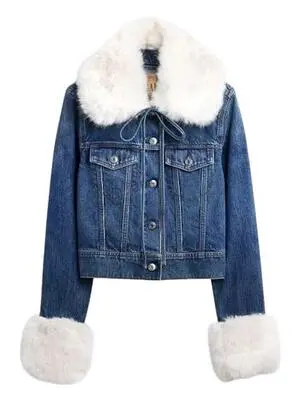 Gap X Sandy Liang Vegan Fur Denim Jacket - Starry Eye Blue