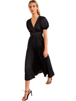 Ulla Johnson Audra Puff Sleeve Midi Dress - Noir