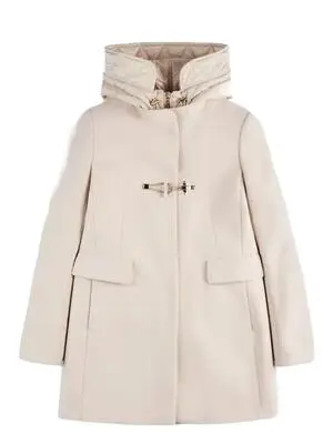 FAY Wool-blend Coat With Padded Bib And Hood - Beige