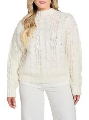 Guess Nathalie Cable Mock Neck Sweater - Ivory