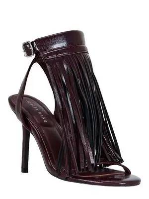 AZALEA WANG Antique Fringe Stiletto Sandal - Burgundy