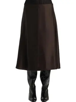 Khaite Nania A-Line Satin Midi Skirt Bark