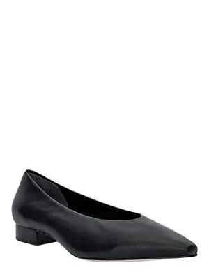 L'Agence Suzanne Pointed Toe Flat - Black Leather