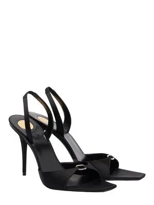 Saint Laurent Daisy 95 Embellished Crêpe Satin Sandals - Black