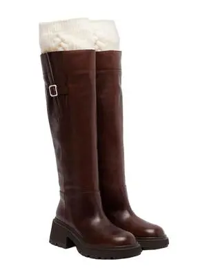 JIMMY CHOO Tamsin Leather Knee-high Boots - Brown