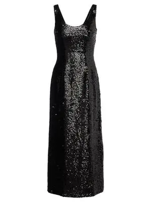 EMILIA WICKSTEAD Tippini Sequined Midi Dress - Black