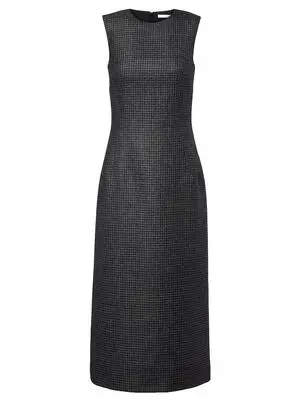 EMILIA WICKSTEAD Hartley Houndstooth Wool-blend Midi Dress - Grey