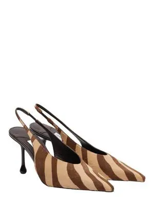 JIMMY CHOO Isa 80 Calf Hair Slingback Pumps - Brown