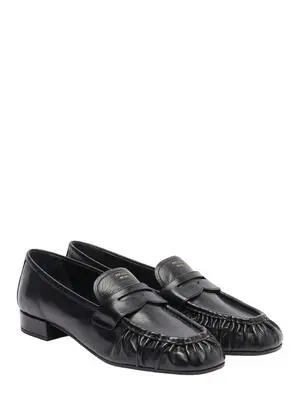 Prada Leather Penny Loafers - Black