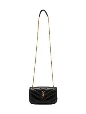 Saint Laurent Lou Lou Mini Leather Crossbody Bag - Black