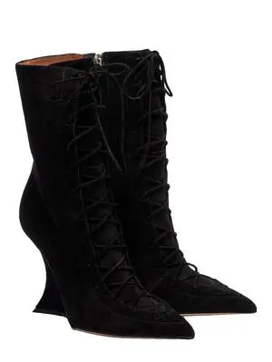 Paris Texas Nina 105 Suede Lace-up Boots - Black