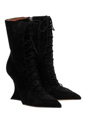 Paris Texas Nina 105 Suede Lace-Up Boots Black