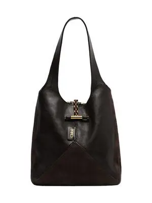 Chloé Balloon Small Leather And Suede Shoulder Bag - Brown