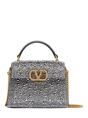 Valentino Garavani V Sling Small Embellished Tote Bag - Silver