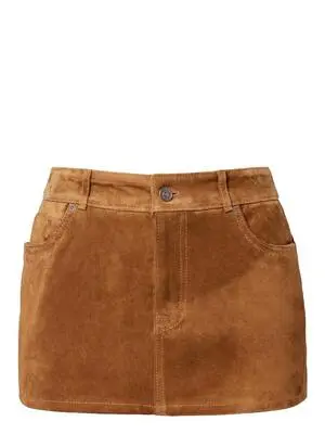 7 For All Mankind Low-rise Suede Miniskirt - Brown